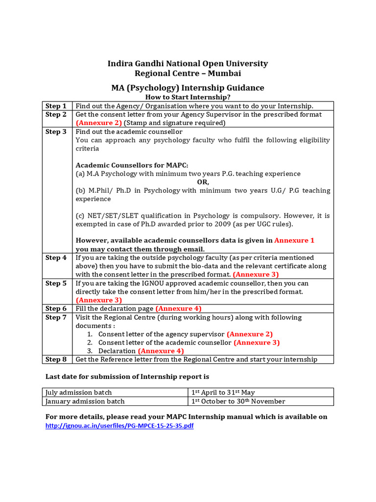 MAPC Internship Guidelines | PDF