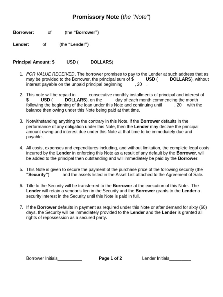 Promissory Note | PDF