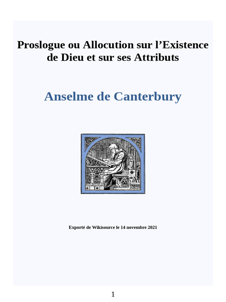 Anselme de Canterbury-Proslogion | PDF