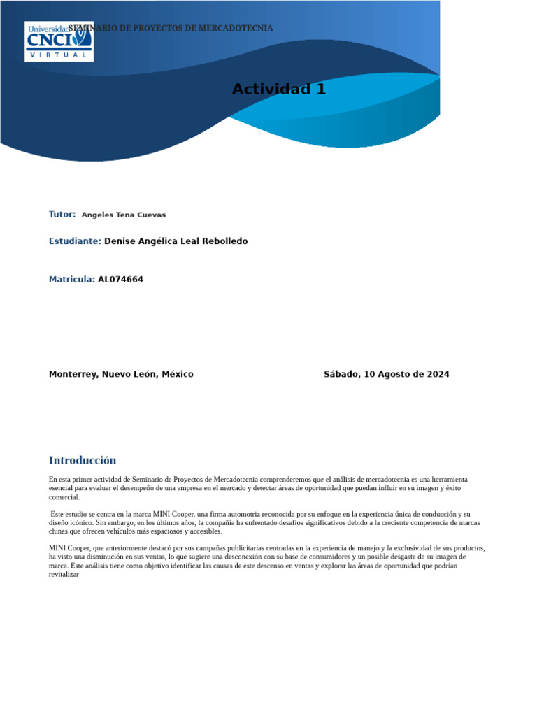 Seminario MKT Act 1 | PDF