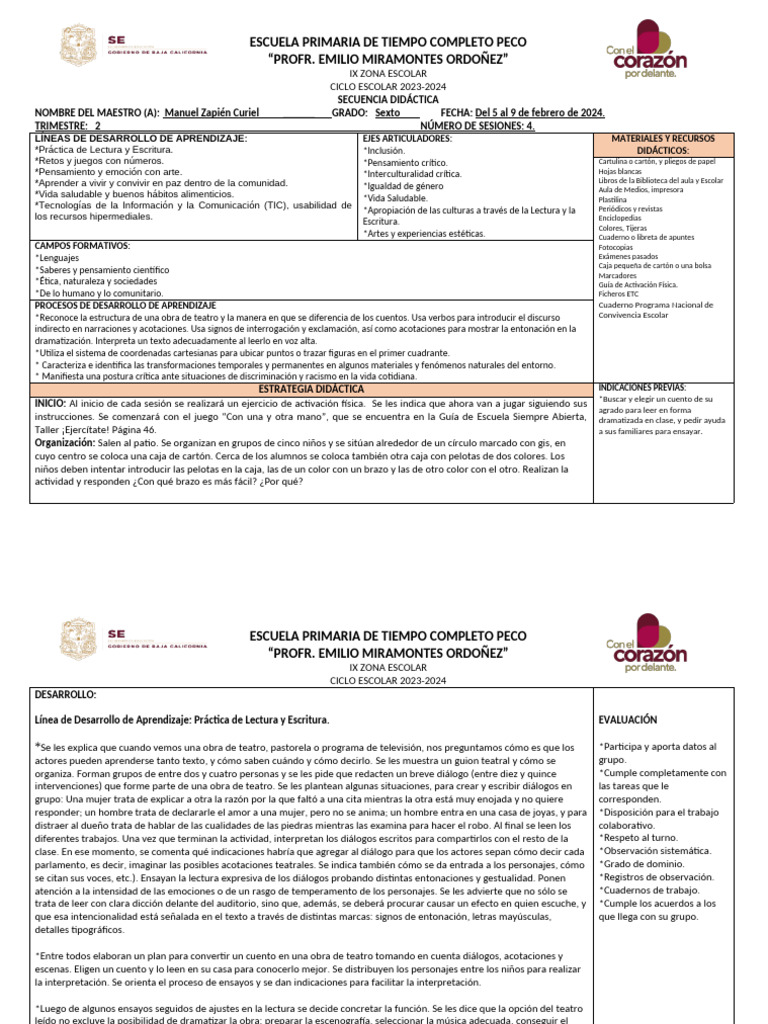 Sexto PECO Febrero | PDF