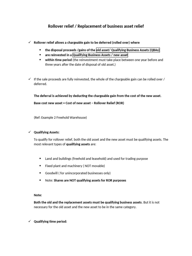 Rollover Relief | PDF