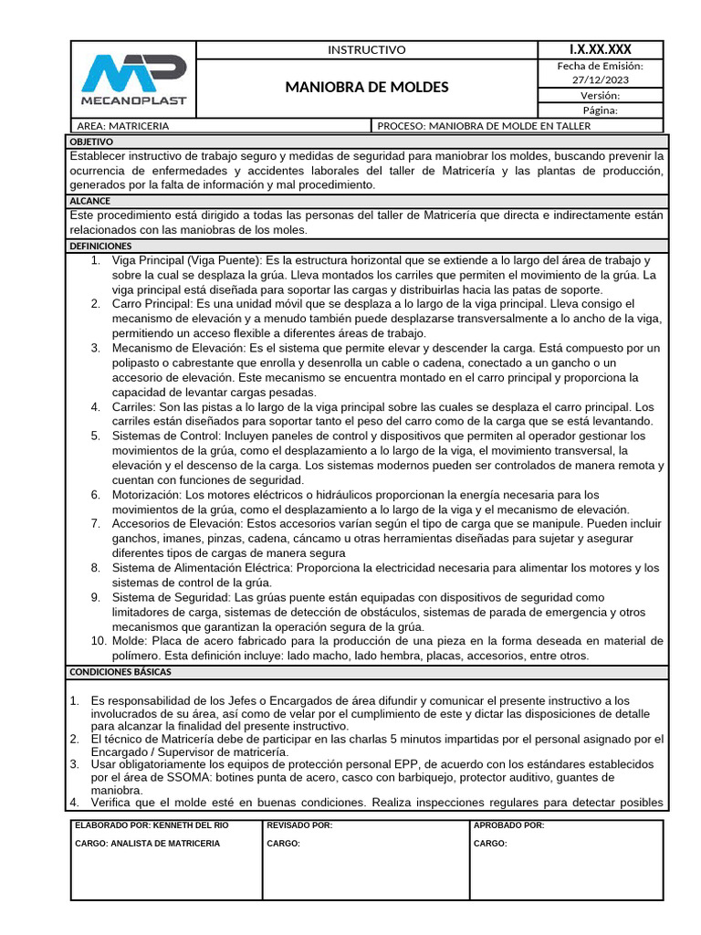 Maniobra de Moldes | PDF