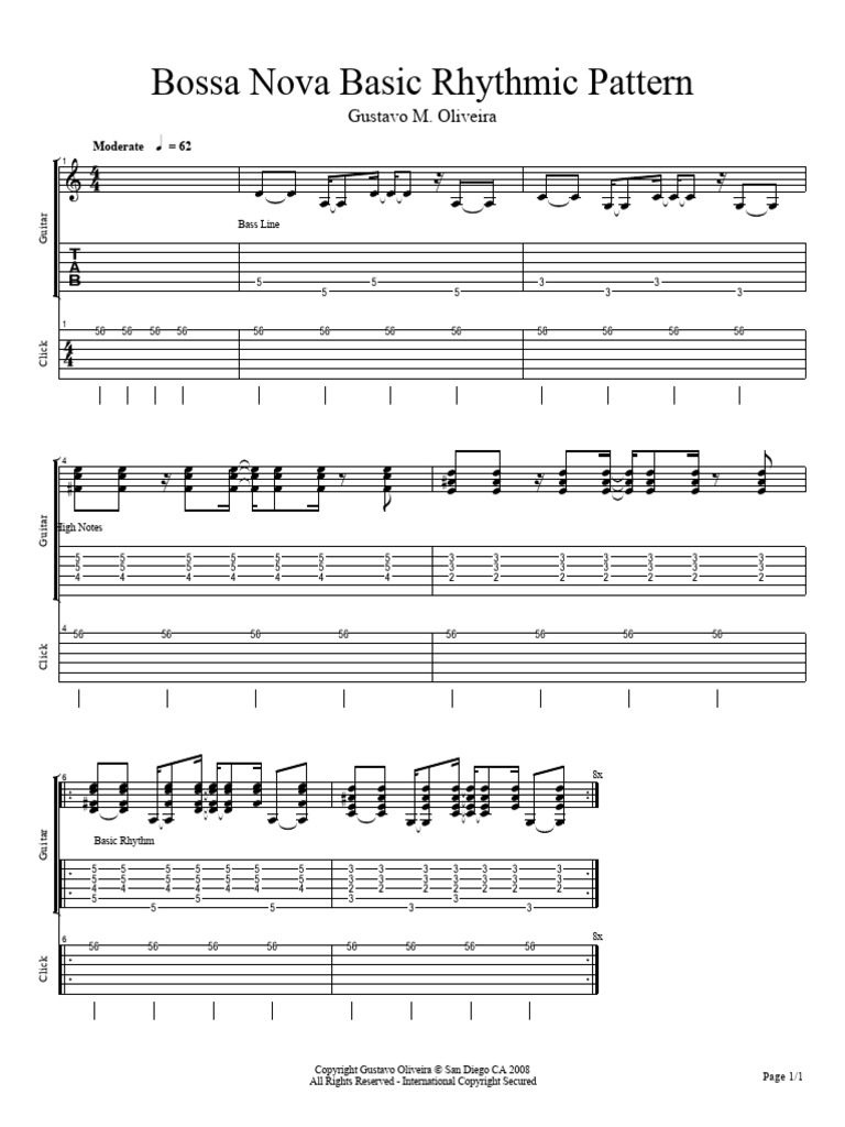 Bossa Basic Pattern | PDF | Musicology | Musical Notation