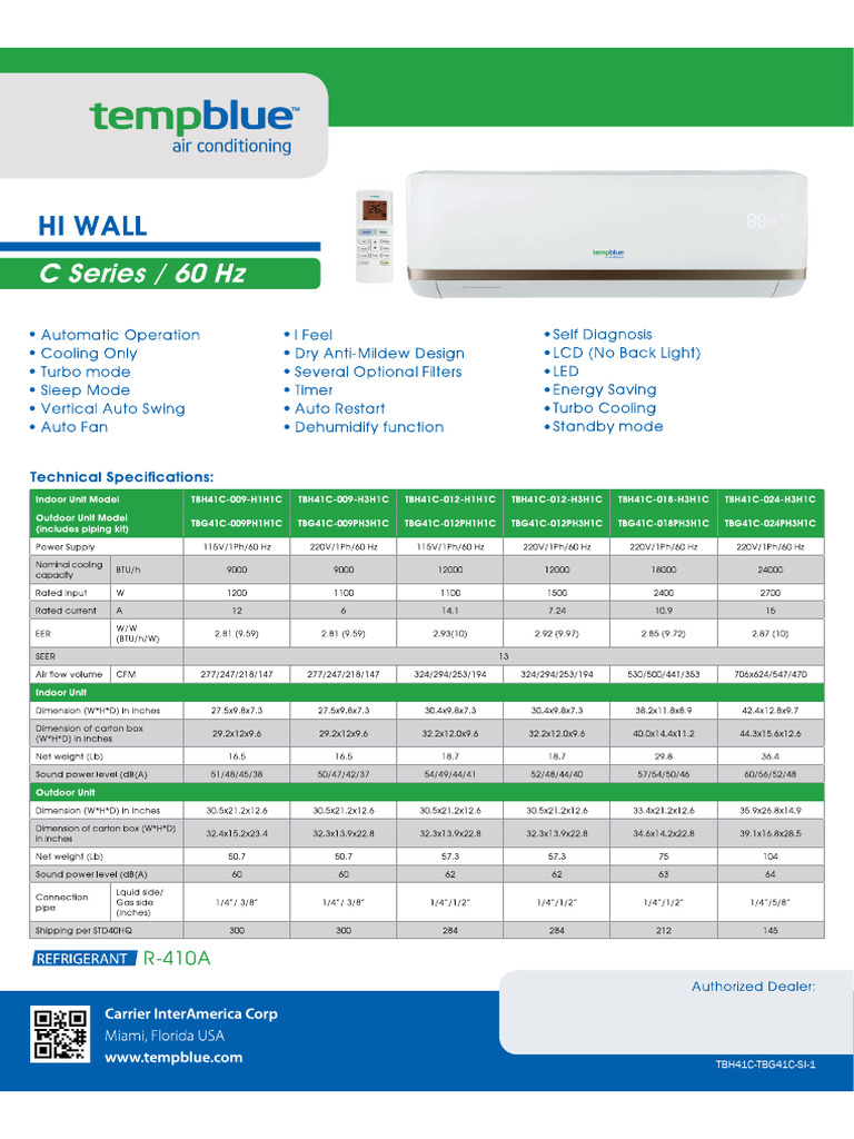 Minisplit Tempblue. | PDF