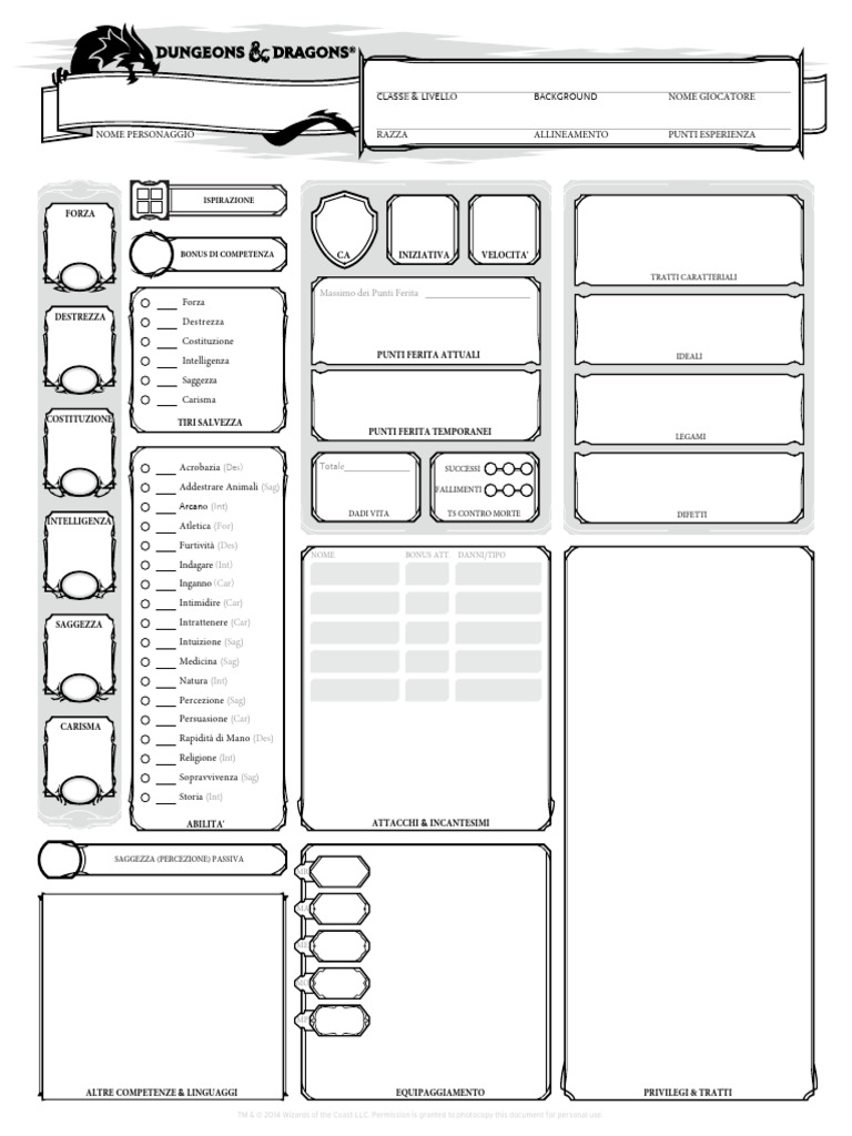 DD 5e Scheda Personaggio Druido | PDF