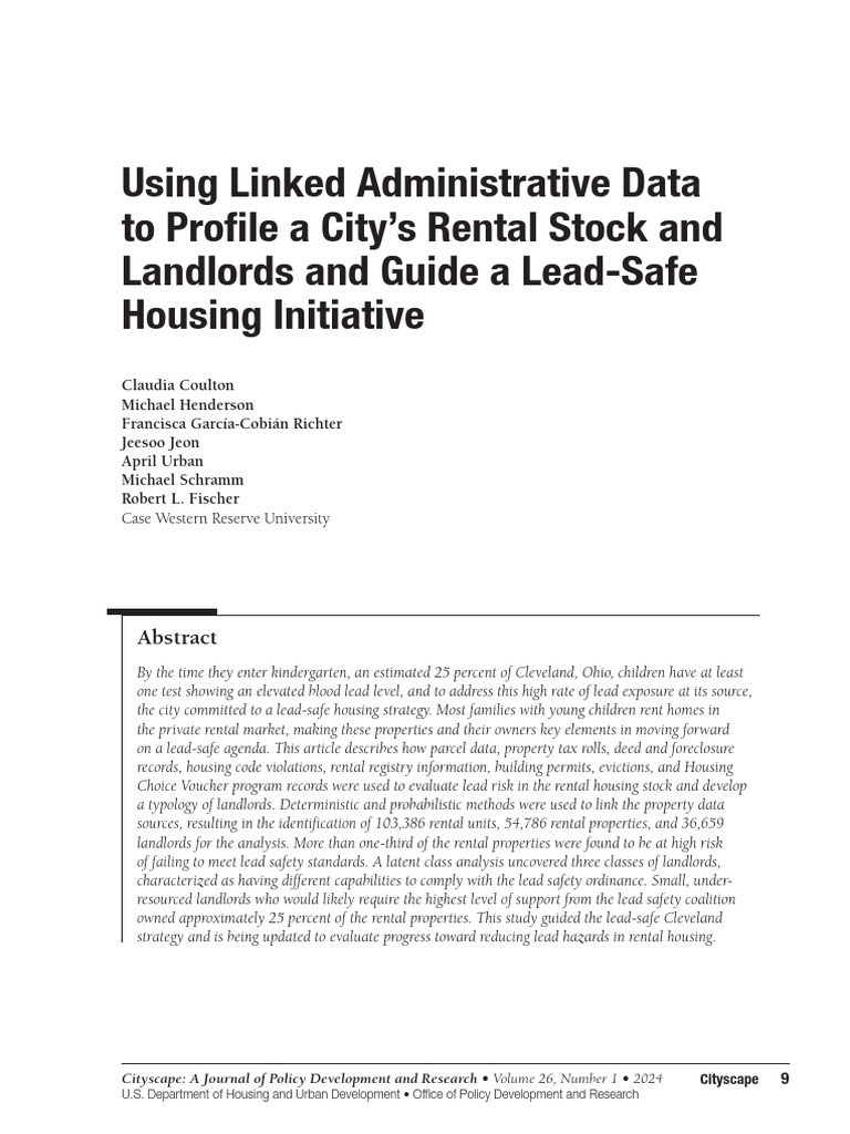 Using Linked Administrative Data To Profile A City's Rental Stock and ...