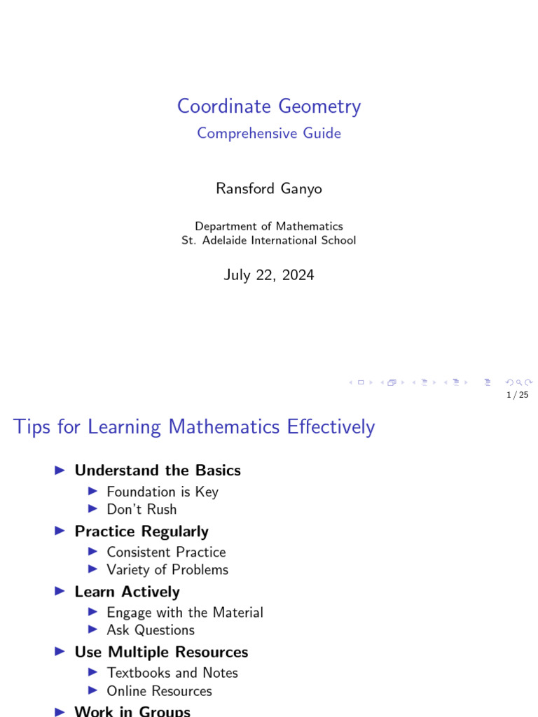 Notes On Coordinate Geometry | PDF