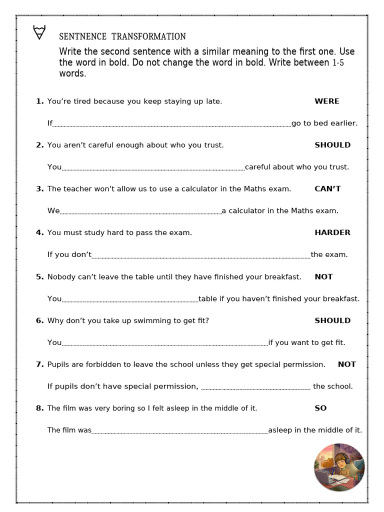 Sentence Transformation-Modals and Conditionals Zero-First-Second | PDF