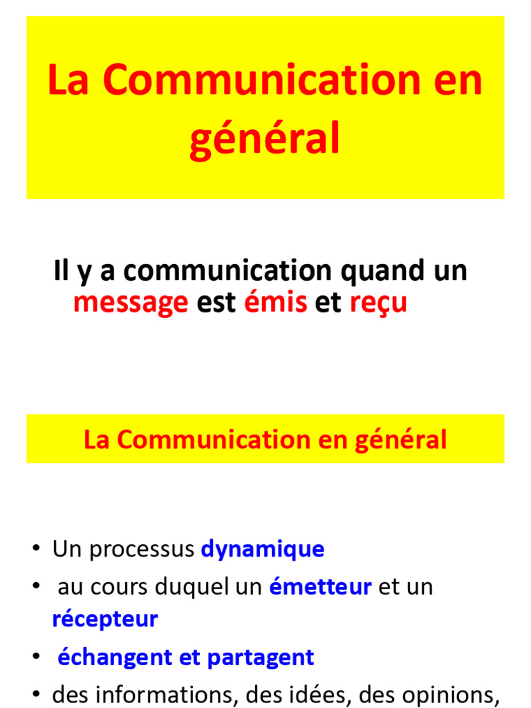 La Communication en General Aout-2023 (Version Reduite) | PDF