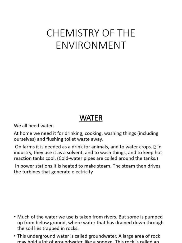 CHEMISTRY OF THE ENVIRONMENT | PDF