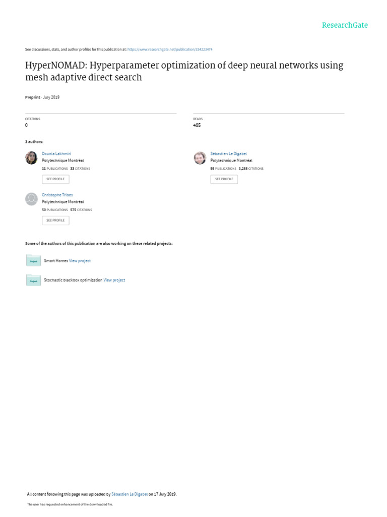 HyperNOMAD Hyperparameter Optimization of Deep Neu | PDF