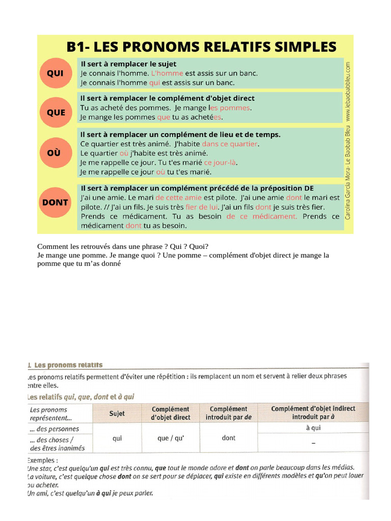 Les Pronoms Et Lexique | PDF