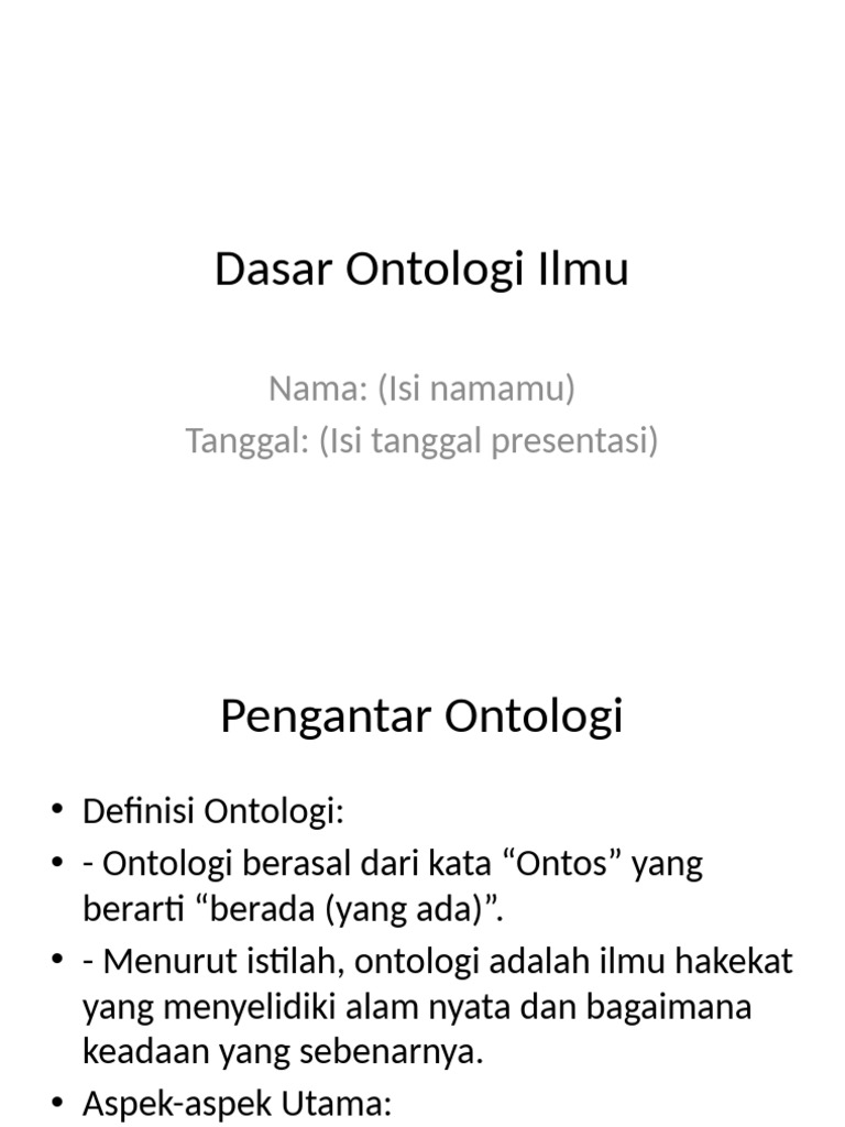 Dasar Ontologi Ilmu Updated | PDF