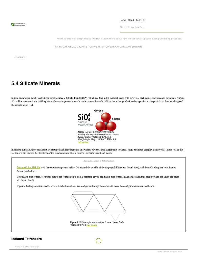 5.4 Silicate Minerals ®C Physical Geology, First University of ...
