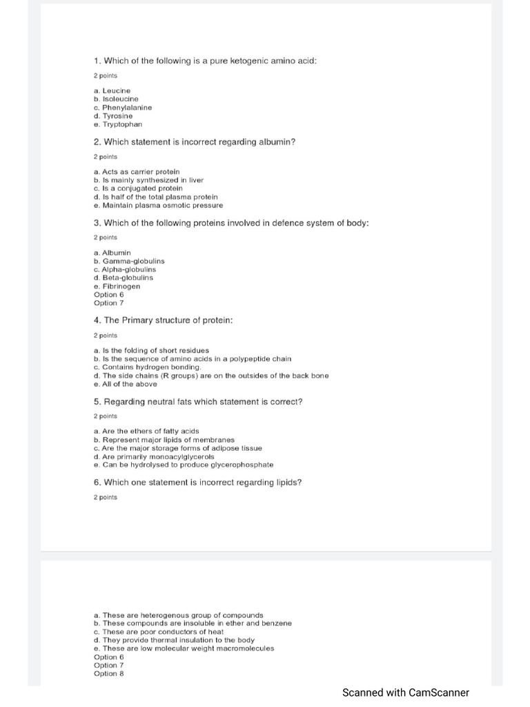Biochem Bcqs 3rd Sem | PDF