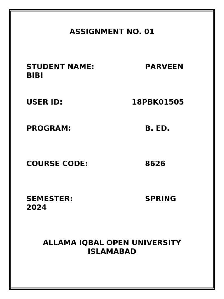 ASSIGNMENT NO. 1 Balochi 8626 | PDF