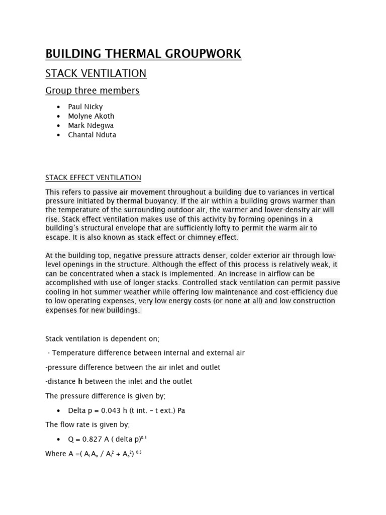 Group 3 Based On Stack Effect Ventilation | PDF