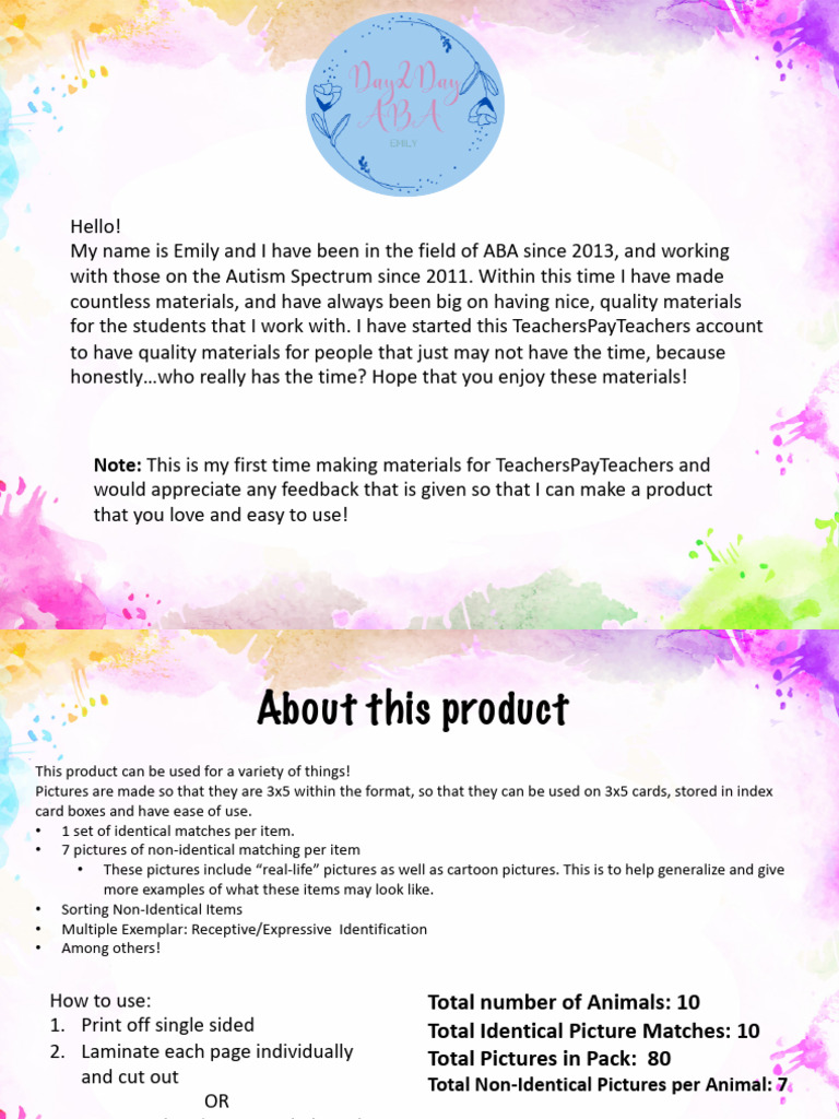 Matching Identical Non Identicaland Multiple Exemplars Basic Animals | PDF