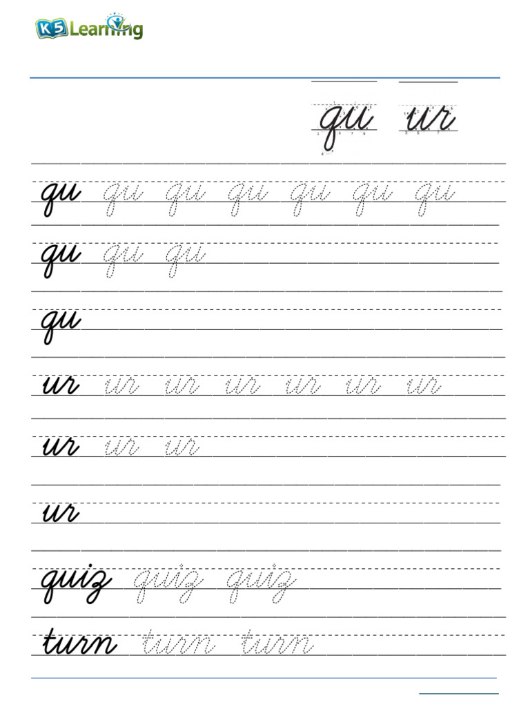 Cursive Letter Joins Qu Ur | PDF