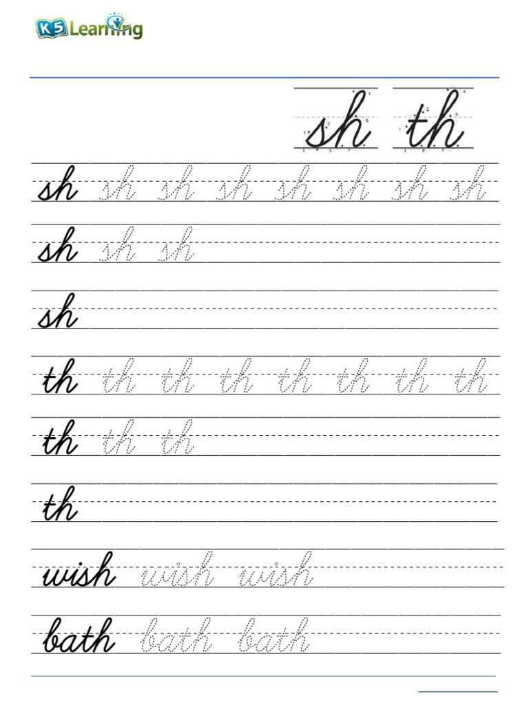 Cursive Letter Joins SH TH | PDF