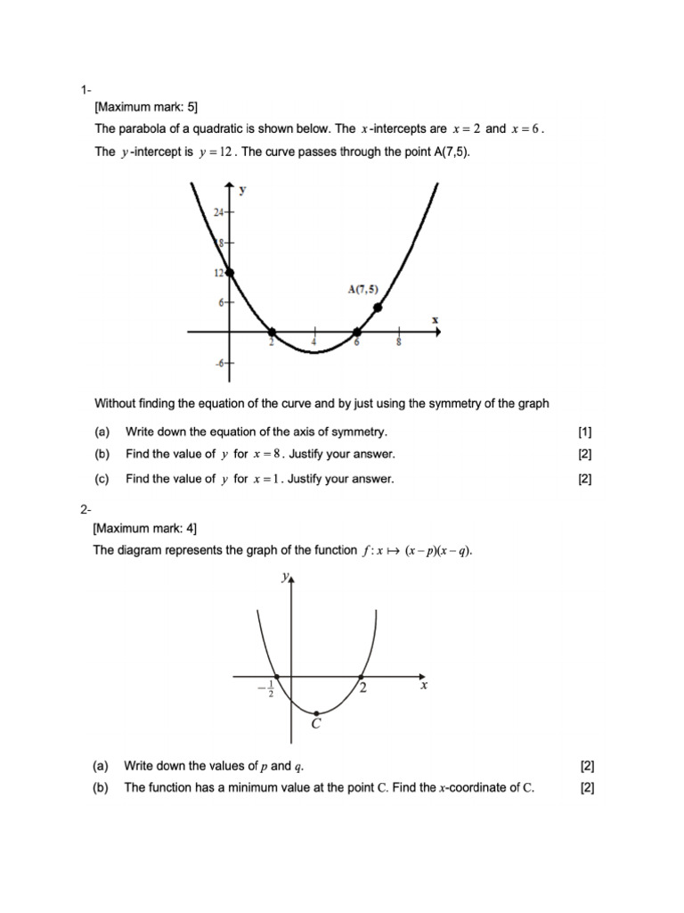 Quadratic Functions Review | PDF