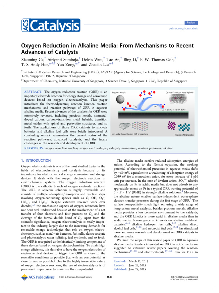 Oxygen Reduction in Alkaline Media | PDF