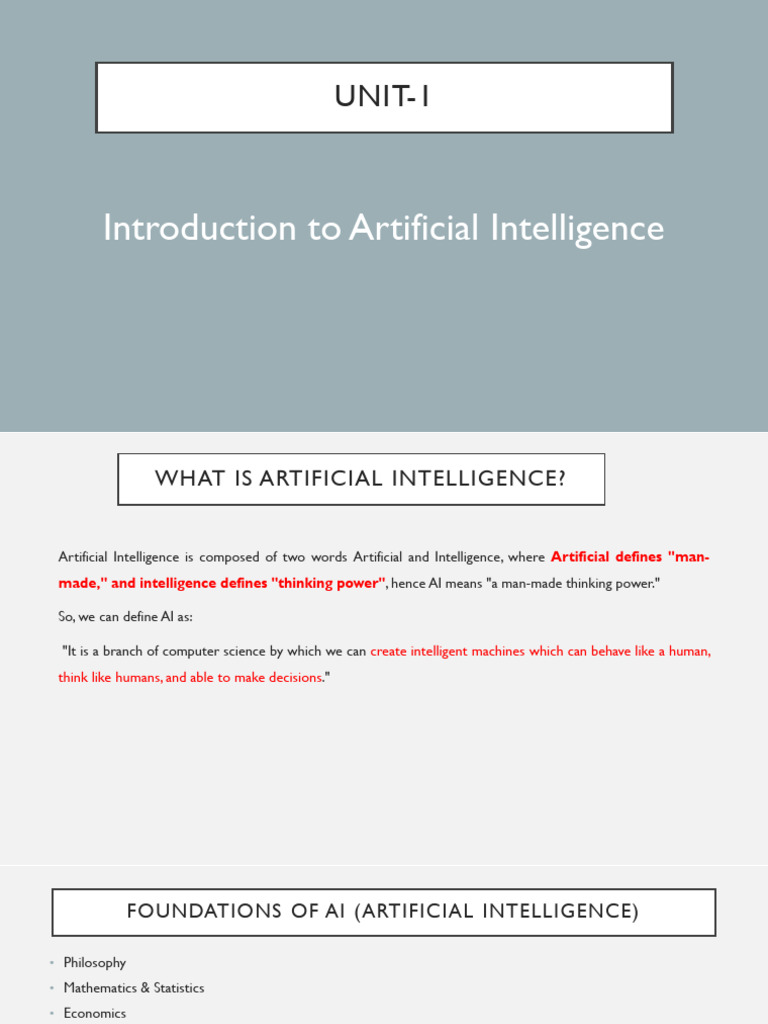 Artificial Intelligence Unit-1 | PDF