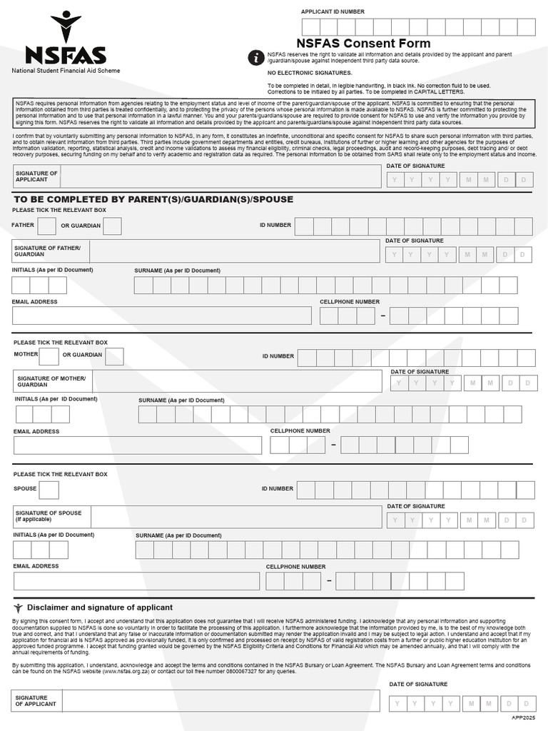 NSFAS 2024 Applications Consent Form | PDF