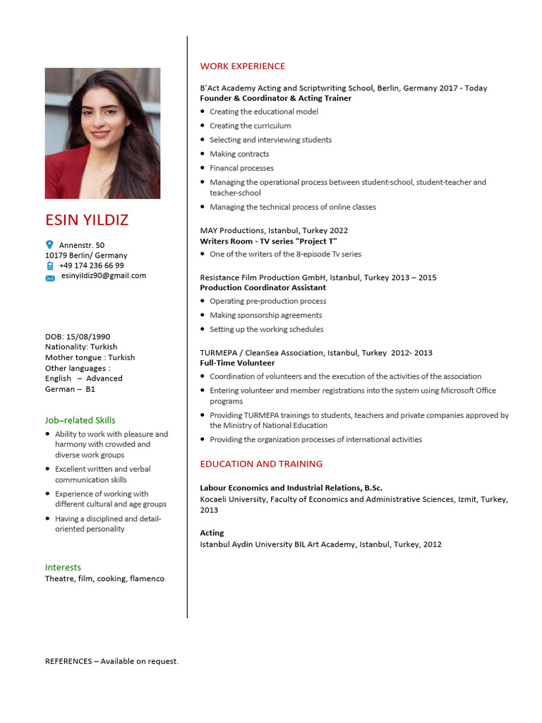 Esin Yildiz Cv - C | PDF
