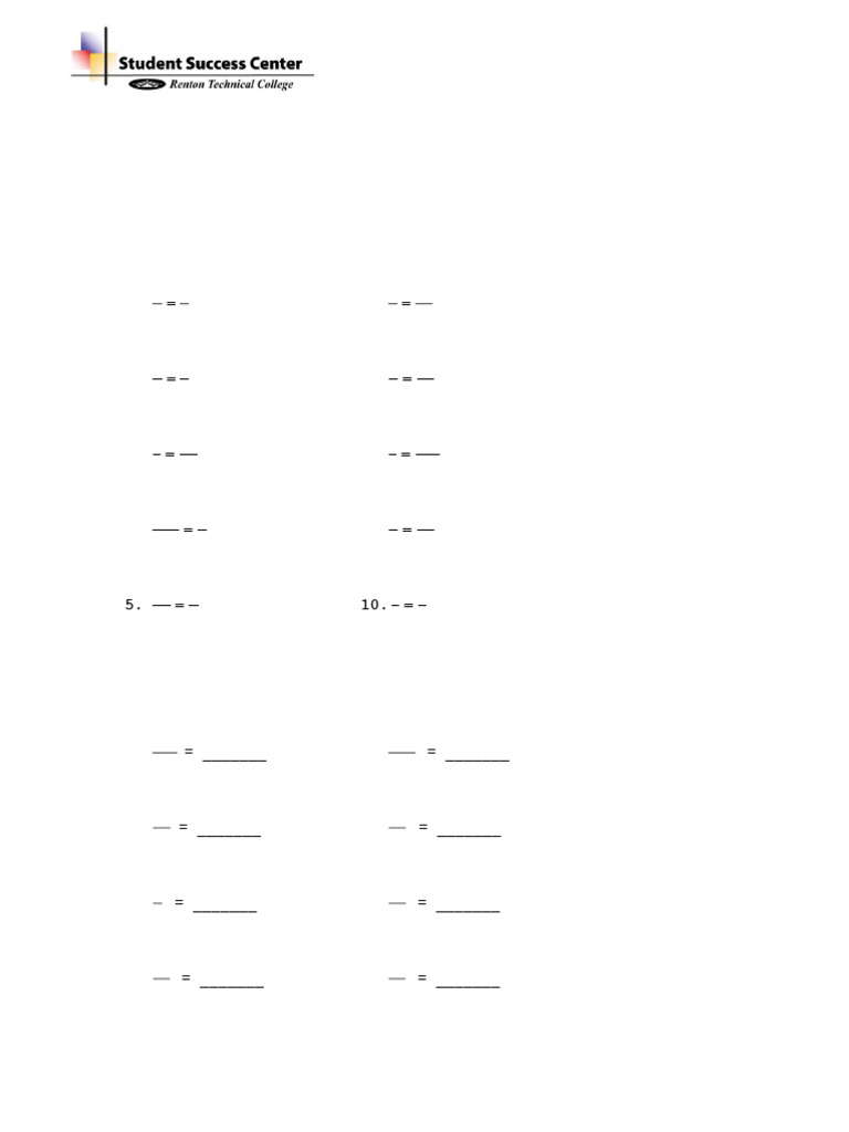 Fraction Review Sheet | PDF