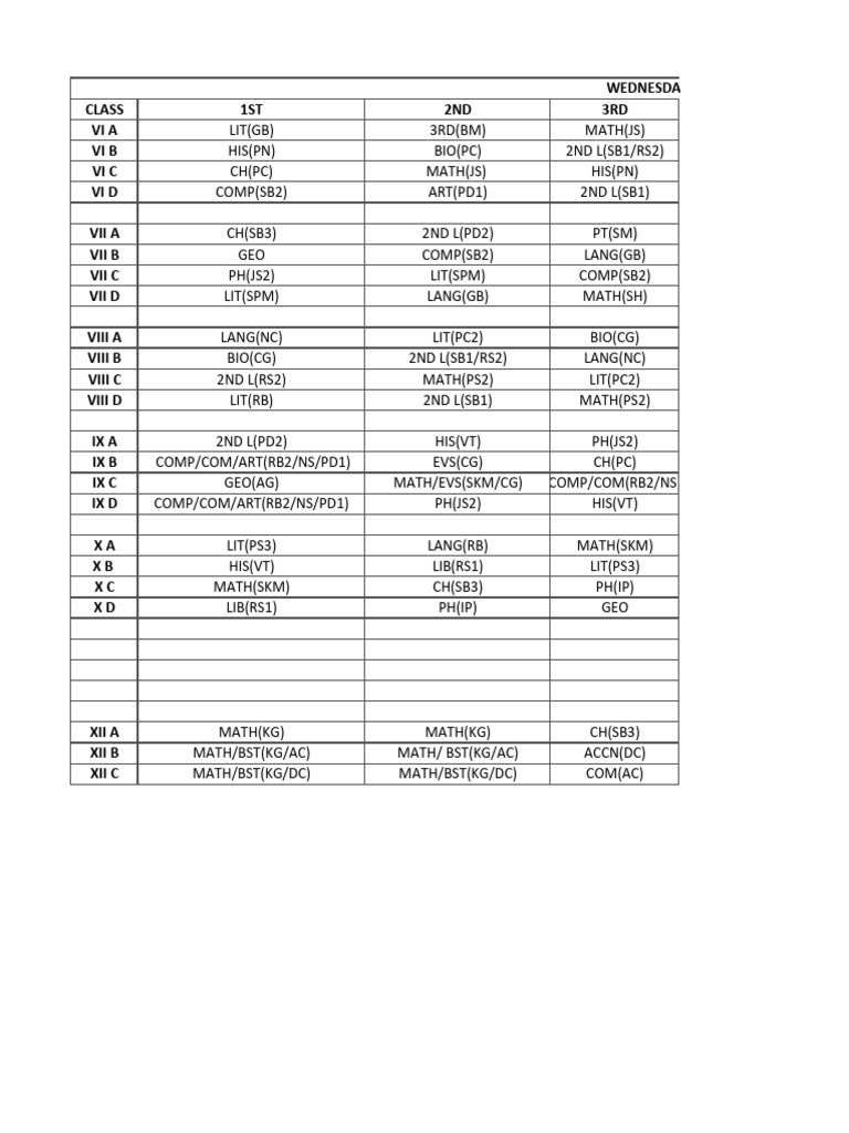 Time Table 2023-1 | PDF