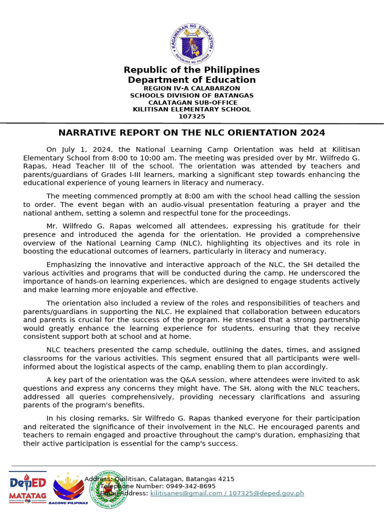 NLC Narrative Report | PDF