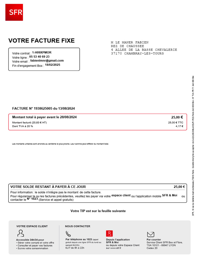 Facture sfr1 | PDF