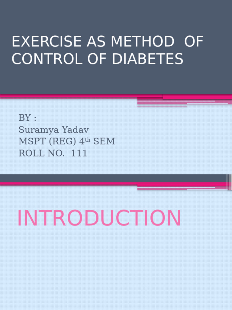 Exercise as Method of Control of Diabetes | PDF