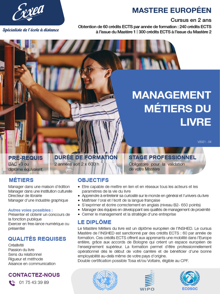 Mastere Europeen Metiers Du Livre Plaquette Presentation | PDF