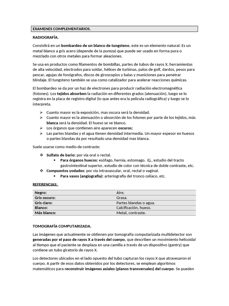 Examenes Complementarios | PDF