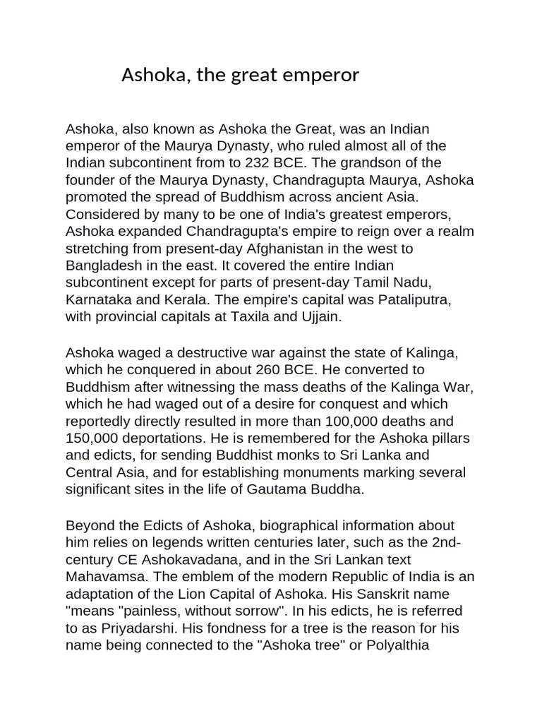 Ashoka, The great emperor | PDF
