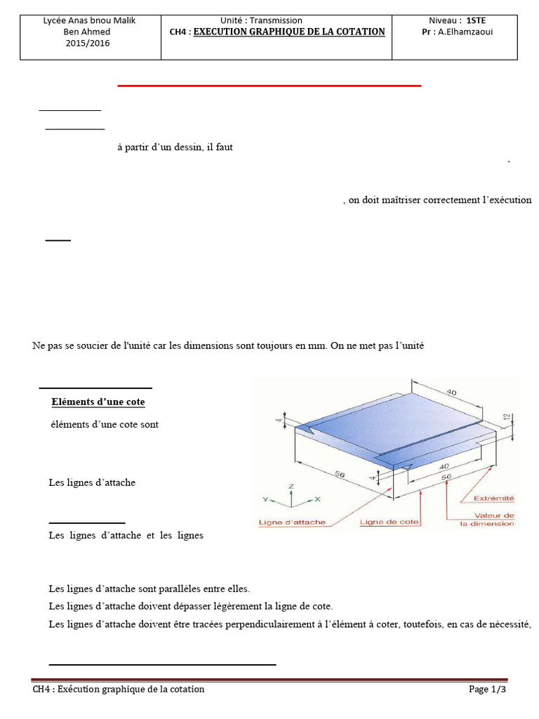 EXECUTION GRAPHIQUE DE LA COTATION Doc Prof | PDF