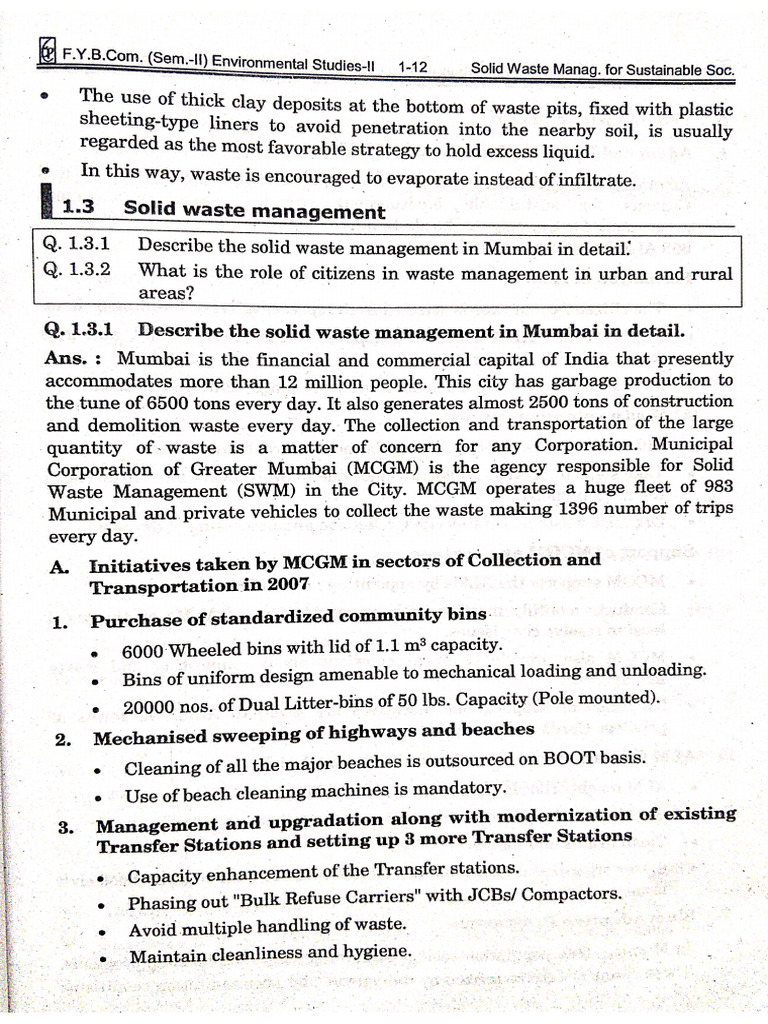 EVS II - Chapter 2 - Solid Waste Management - Idol | PDF