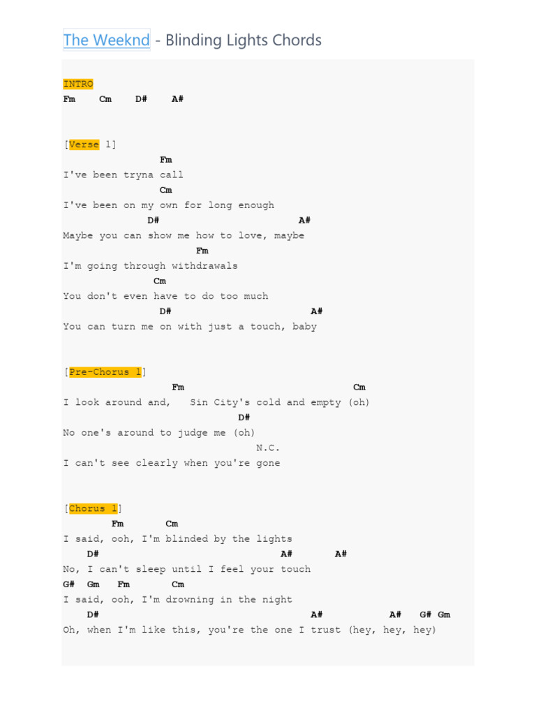 Blinding Lights by The Weekend | PDF