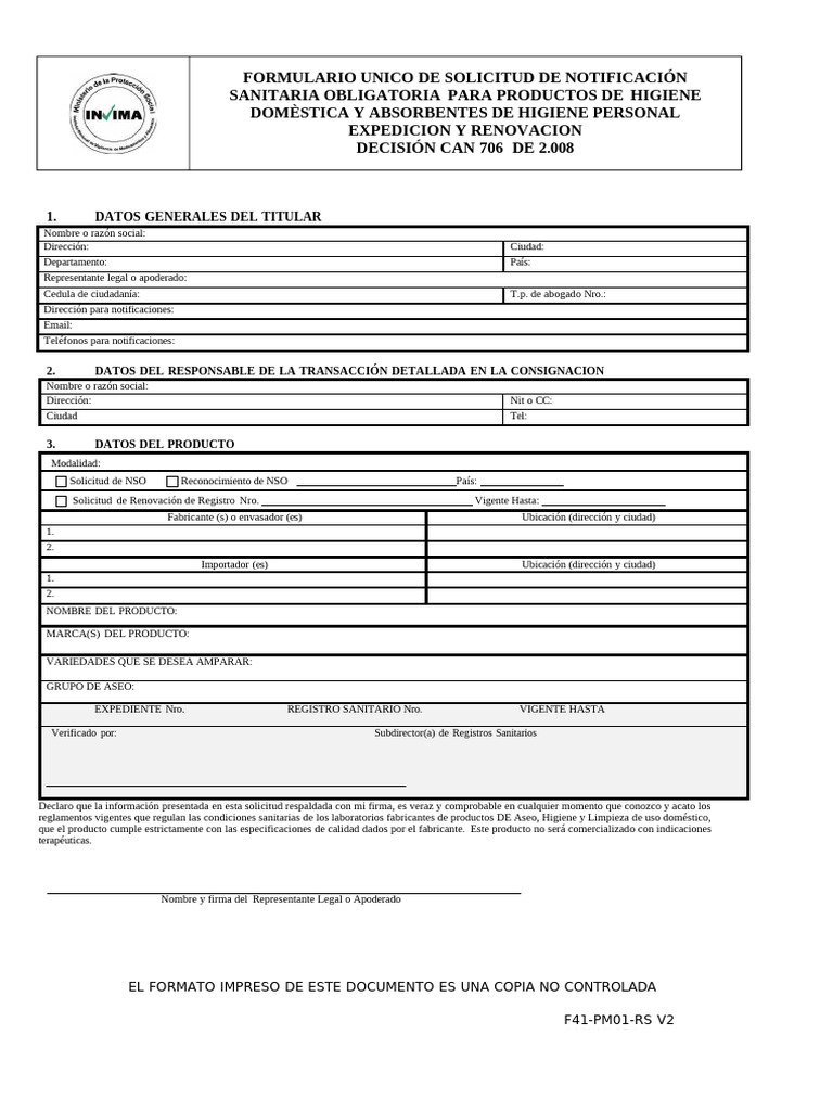 Word Formulario Invima | PDF