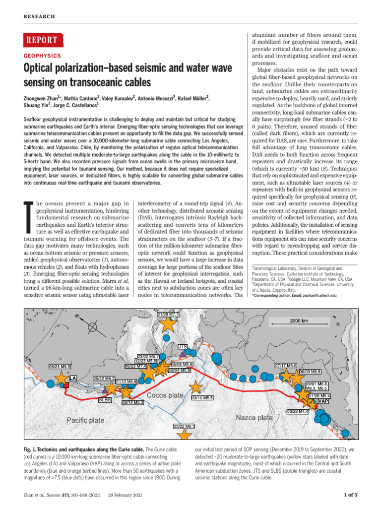 Optical Polarization Based Seismic And Water Wave Sensing On