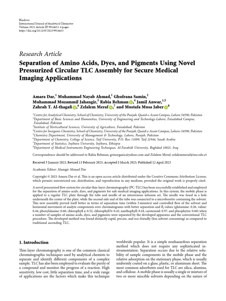 PC-TLC Paper IJAC2023-9914633 | PDF | Thin Layer Chromatography ...