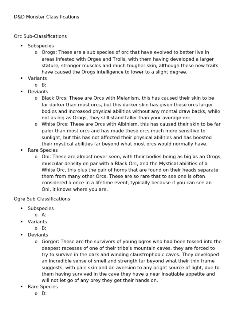 D&D Monster Classifications | PDF