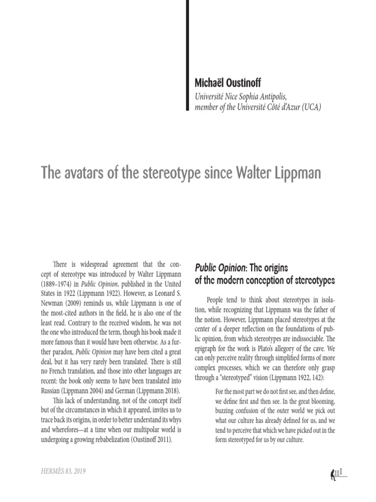 Walter Lippmann Estereotipos | PDF