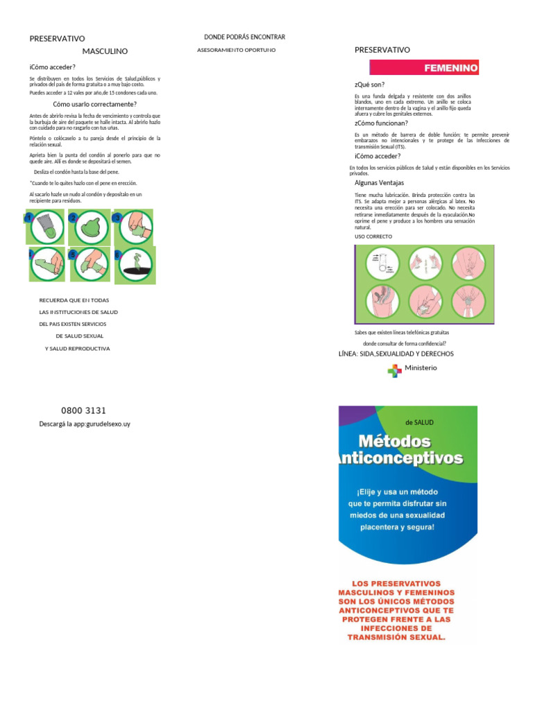 Triptico Metodos Anticonceptivos | PDF