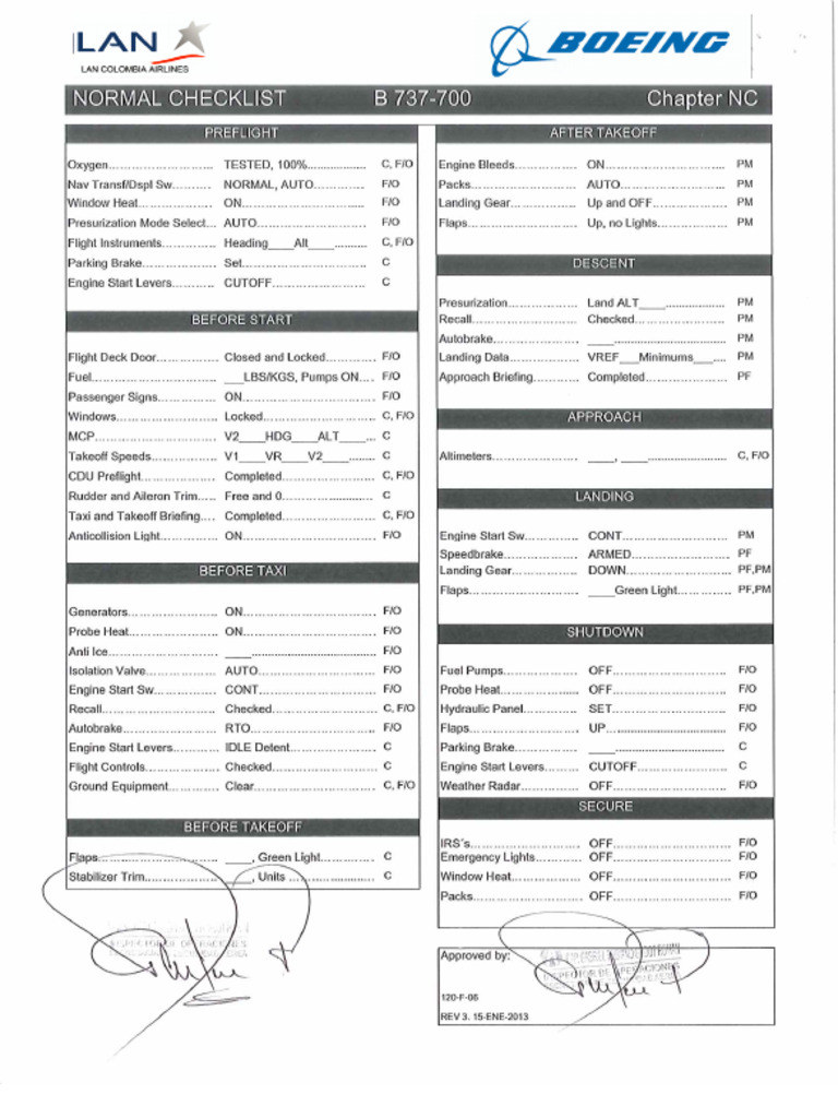 Normal Checklist B737 Rev 3 | PDF