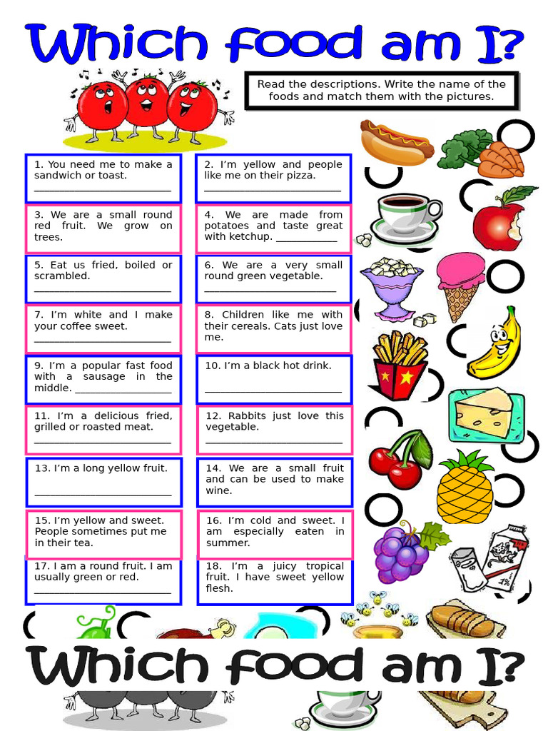 Which Food Am I Vocabulary Practice Information Gap Activities - 88756 ...