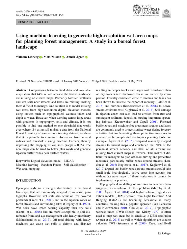 Using Machine Learning To Generate High-Resolution Wet Area Maps For Planning Forest Management ...
